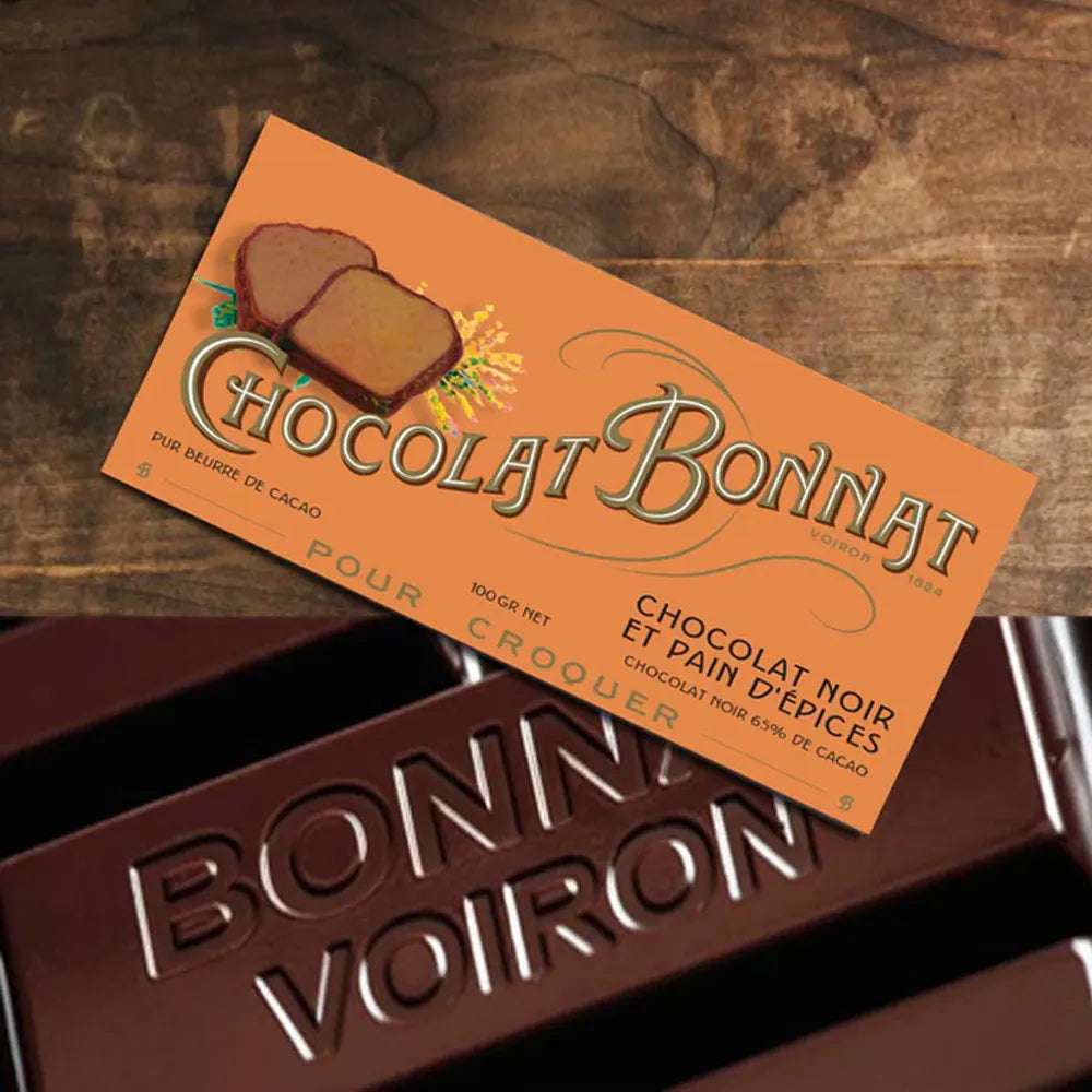 Chocolat Noir et Pain d'Épices - 65% cacao - Bonnat - Graindecafe